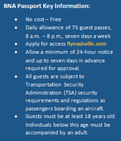 Nashville International Airport Launches Non-Ticketed Guest Pass ...