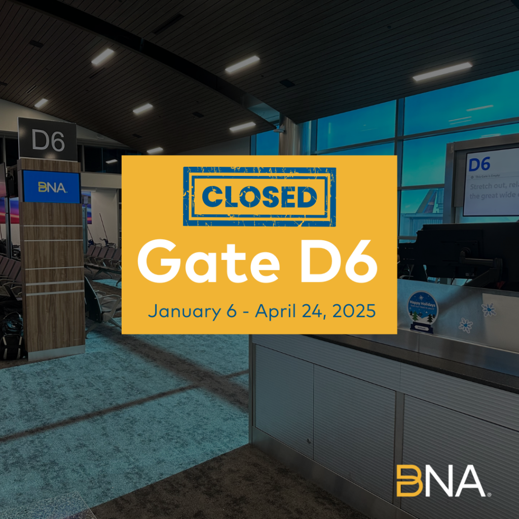 Nashville International Airport Announces Temporary Closure of Gate D6 ...